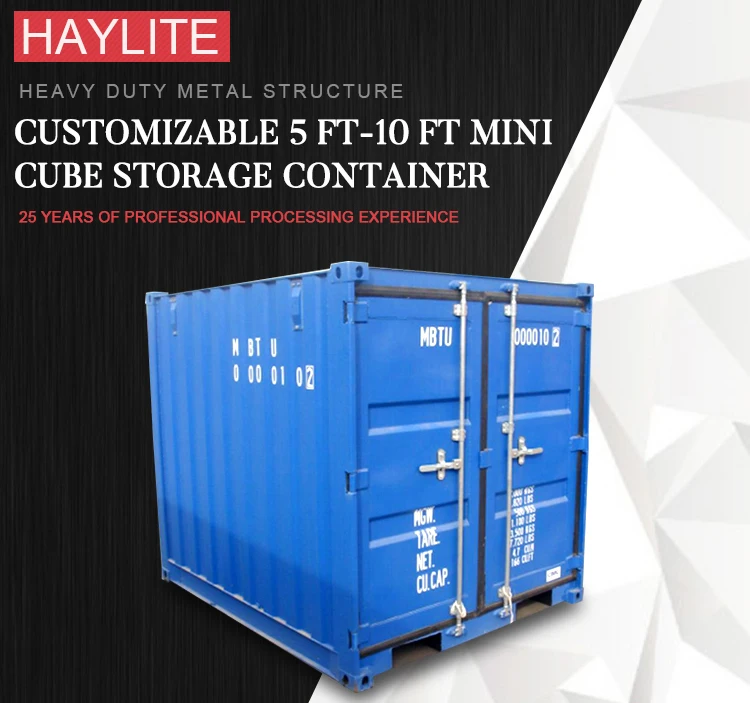 5 Ft - 10ft Mini Shipping Metal Container with Double Bar Lock