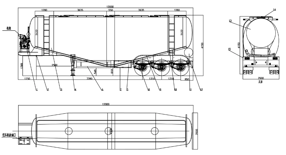 Bulk Cement Tank - 38-58cbm Truck Trailer for Powder Transport