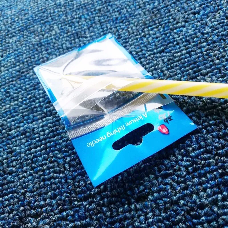 Custom Made Clear Pearl Opp Plastic Fish Hook Packaging Bag with Hanger