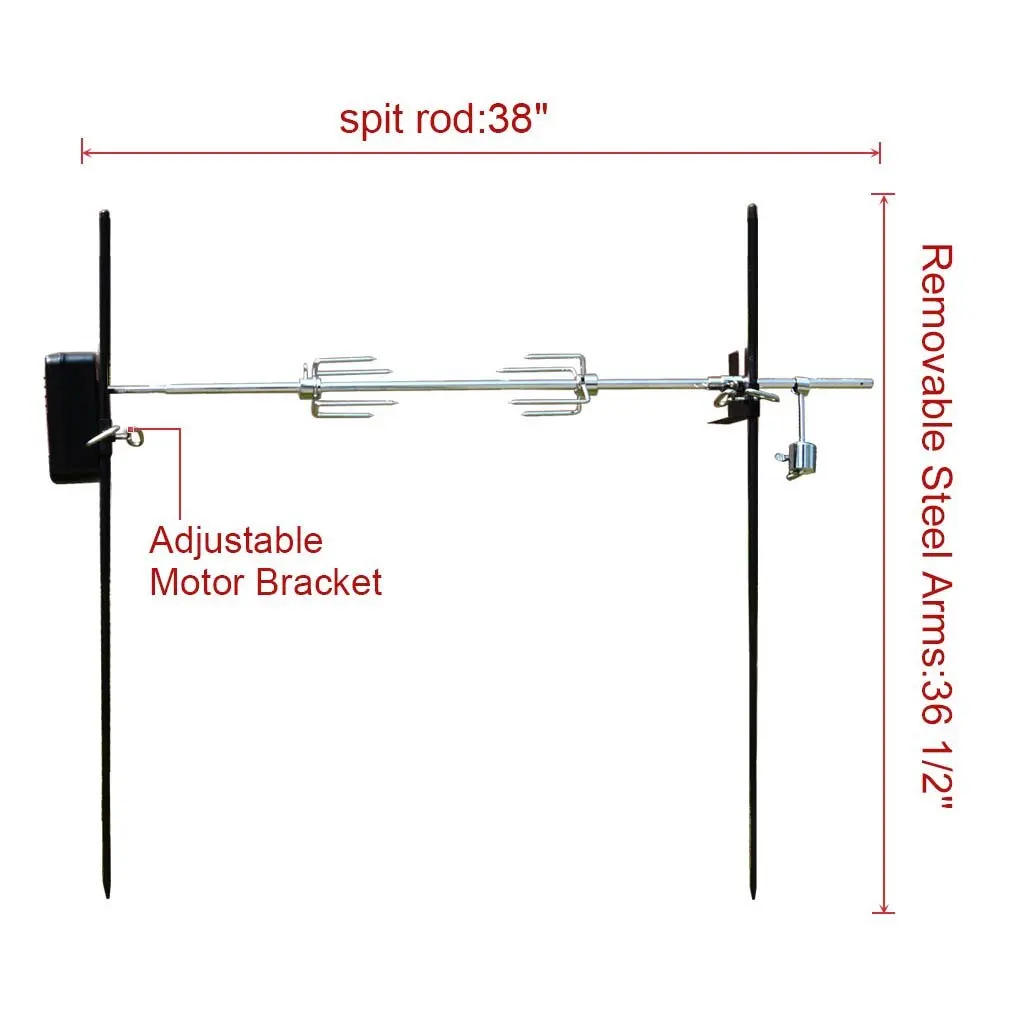 Outdoor Campfire Heavy Duty 38 Inch Spit Rod Rotisserie