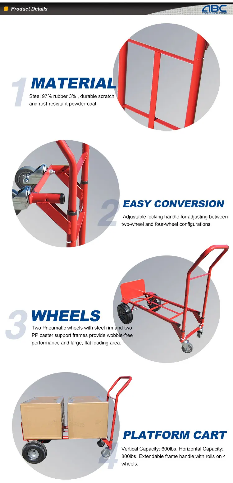 Durable Four Wheel Steel Material Hand Pull Trolley HT1842