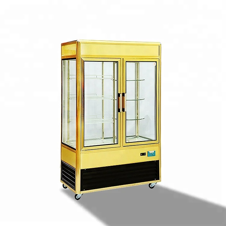 Luxury Golden Color Rotary Shelves Bakery Glass Display Fridge - Buy ...