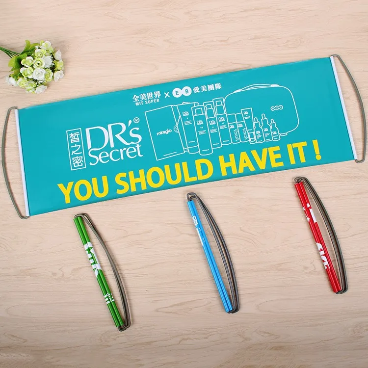 Promotional Advertising 24*70cm Pull Out Double Side Handheld Scrolling ...
