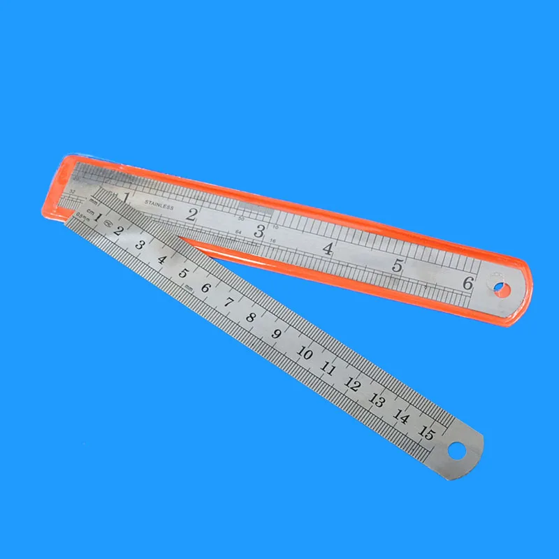 High Quality 2-sided Scale 15cm Steel Metal Ruler Stationery Metric ...