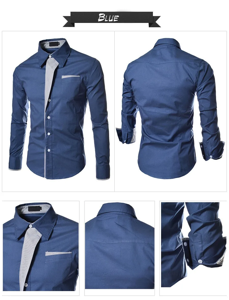 New fashion brand OEM cotton polyester mens dress shirts long sleeve ...