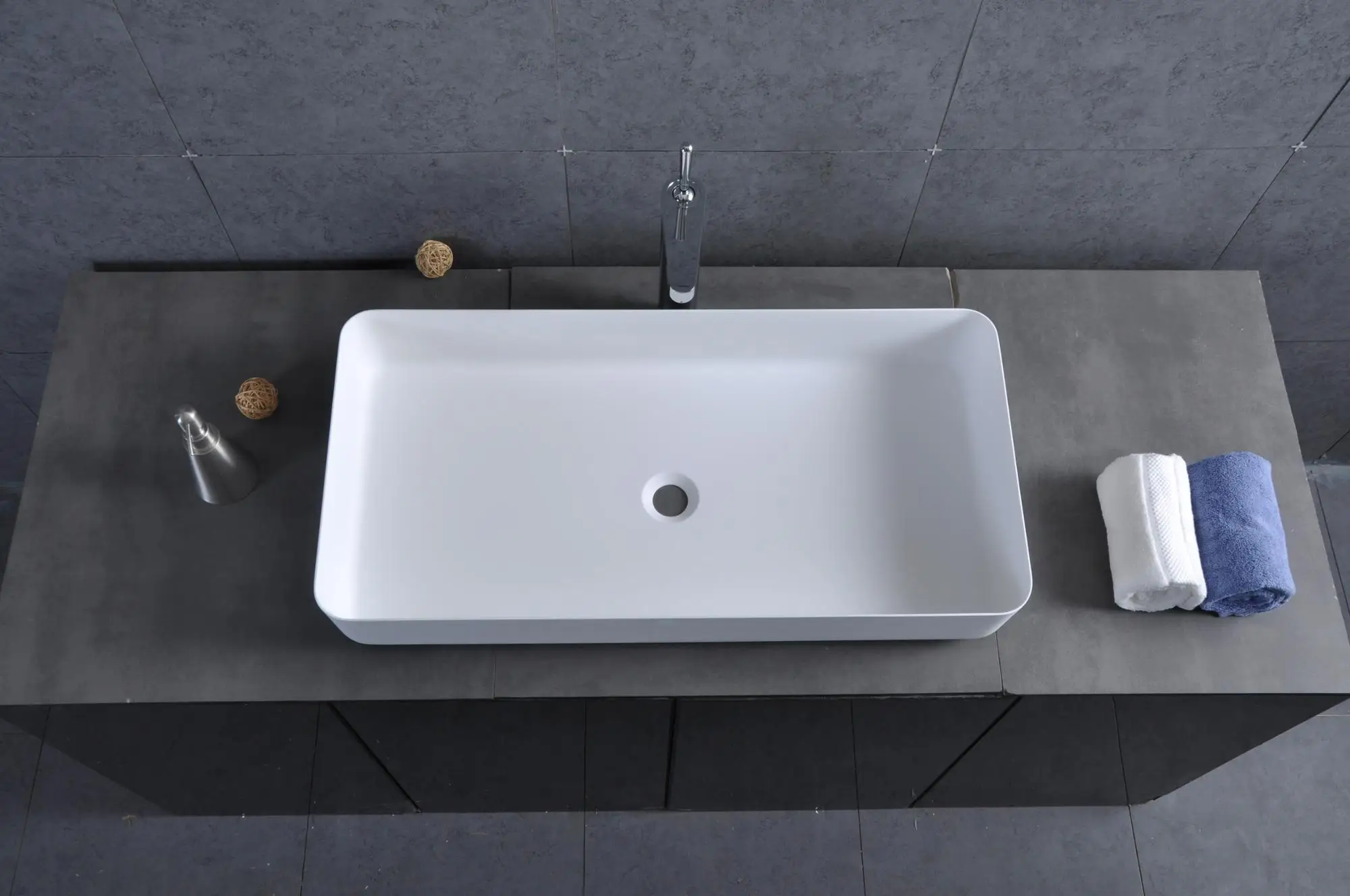 Sm-8349 Luxury Rectangular Solid Surface Resin Special Wash Hand Basin ...