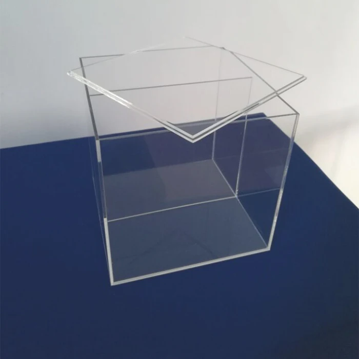Clear Acrylic 12x12 Storage Box Custom Square Acrylic Storage Bin For ...