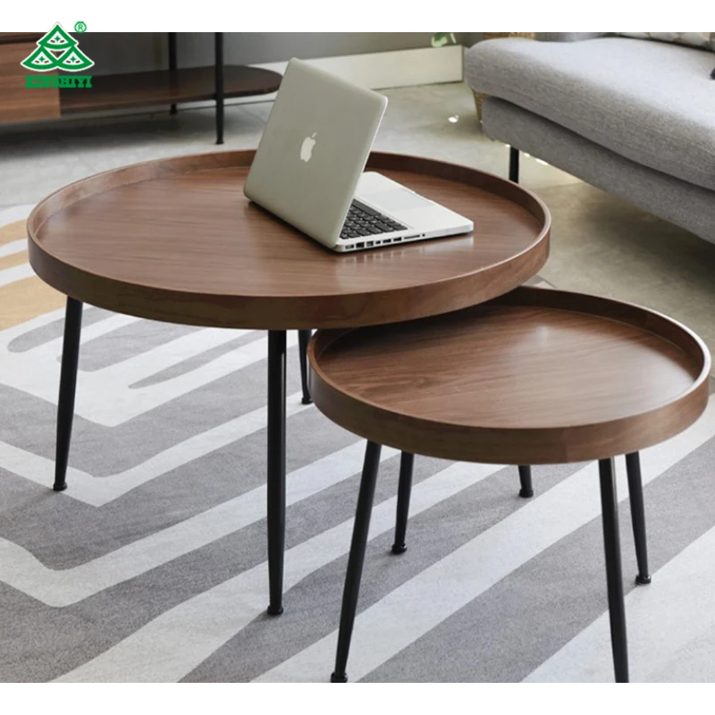 Black Walnut Top Tea Table Luxury Modern Round Side Table For Hotel ...