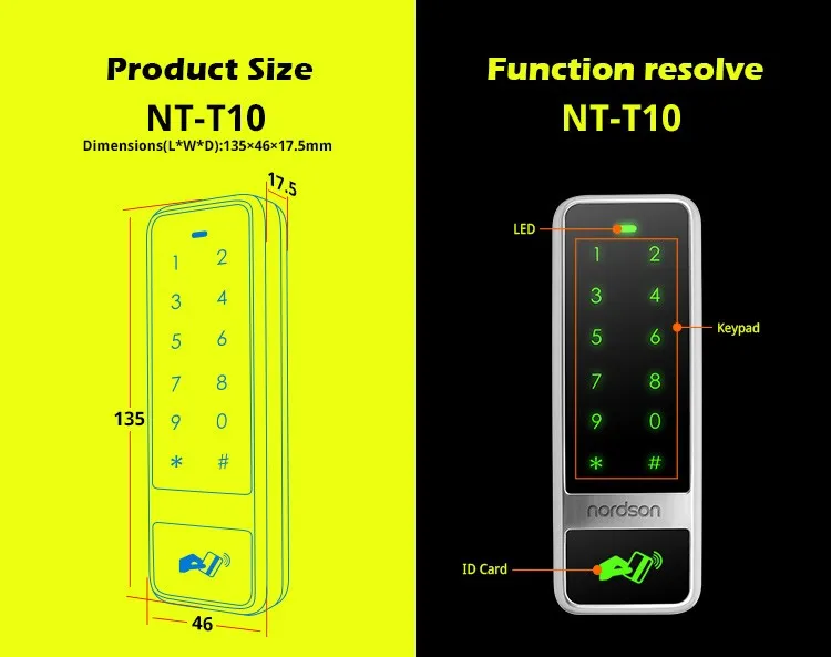 Standalone 12VDC Touch-Screen Password Keypad RFID IC ID Card Door ...