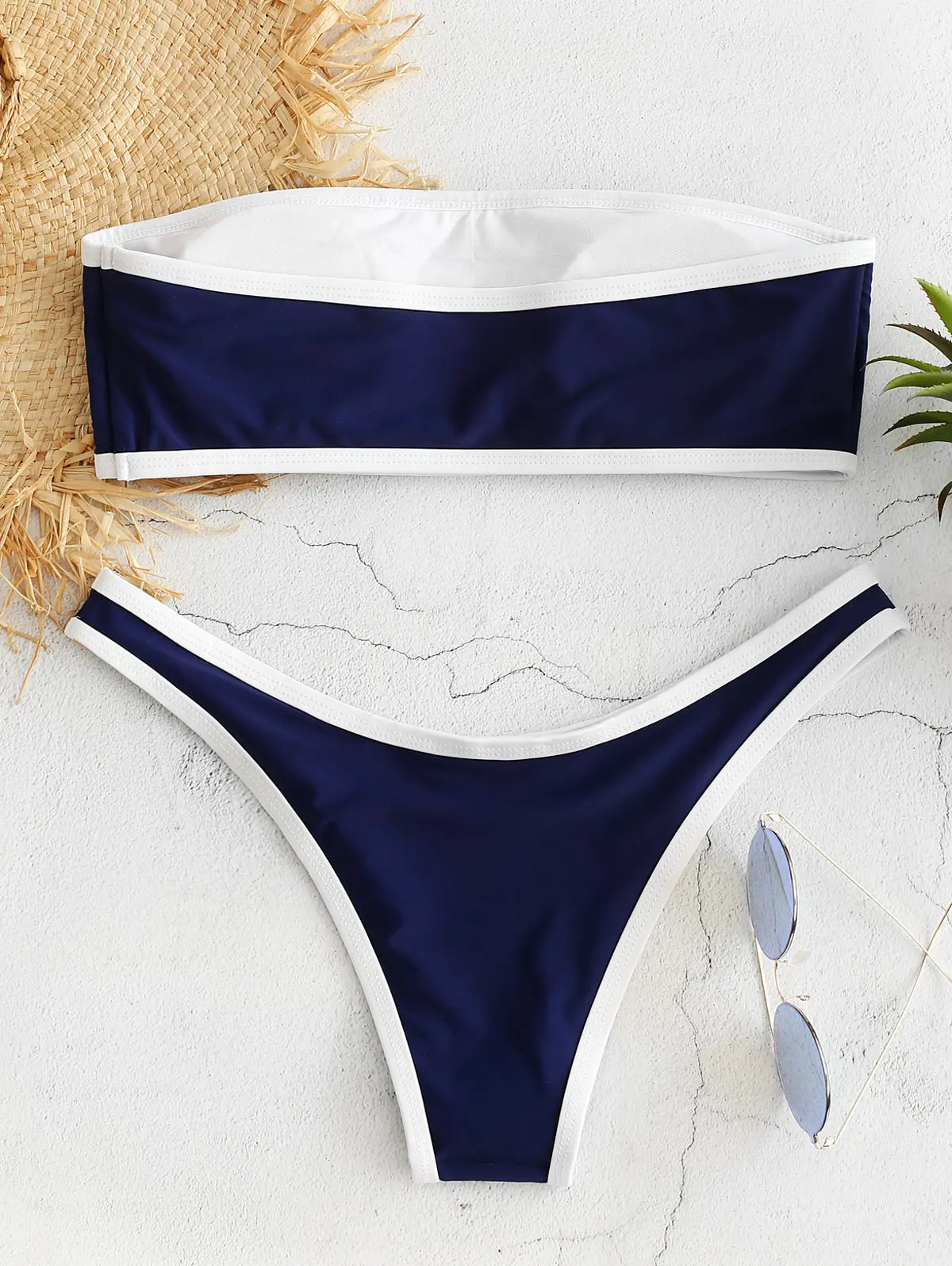 Feibushi Swimming Suit Women 2018 Tube Top Bikinis Set Solid Bathing