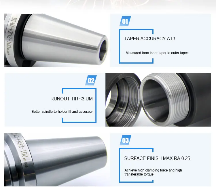 Hot Sale BT40 ER40 CNC Machine Collet Chuck Power Tool Holder
