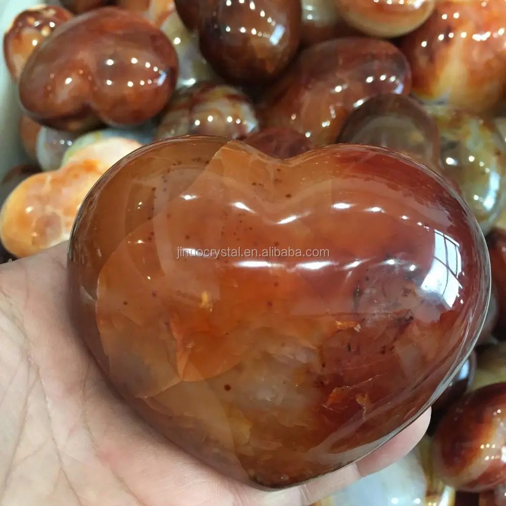 natural red agate stone crystal heart carnelian heart as ornament for ...