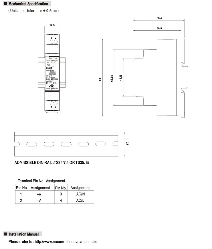 HDR-15-12 AC-DC15W 12V DIN RAIL ORIGINAL MEAN WELL SWITCHING POWER ...