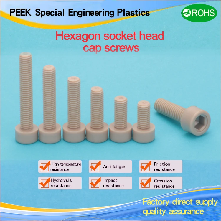 PEEK Hex Socket Head Screws - Durable Plastic Fasteners