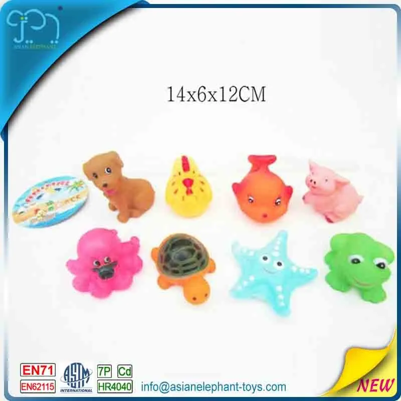 6 Pcs Rubber Toy Sea Animals For Kids Rubber Crab And Rubber Squid For ...