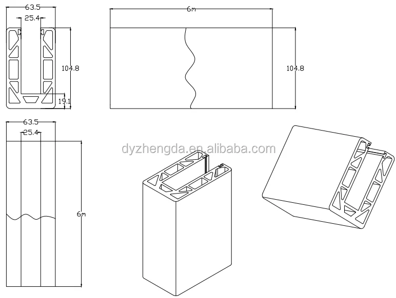 Aluminum U Channel Profile for Glass Railing Systems