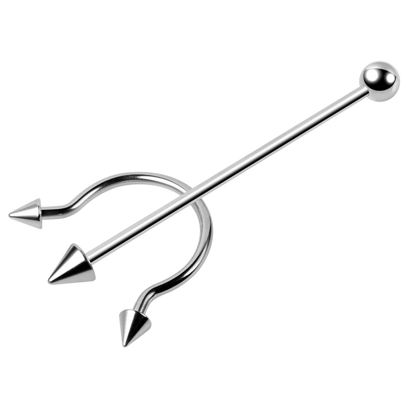 Unique Industrial Barbell Piercing Jewelry Fork Shape Cartilage Earring ...