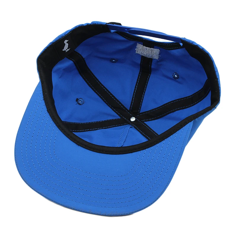 5 Panel Black Color Unstructured Snapback Caps Nylon