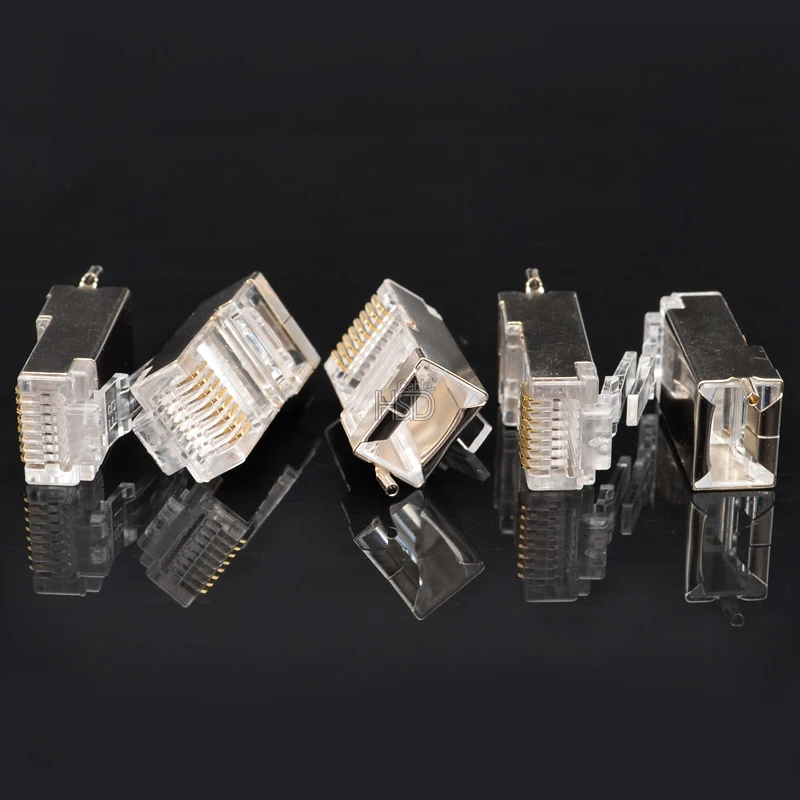 100pcs per Bag - Pass through RJ45 Male Connector with Ground Wire