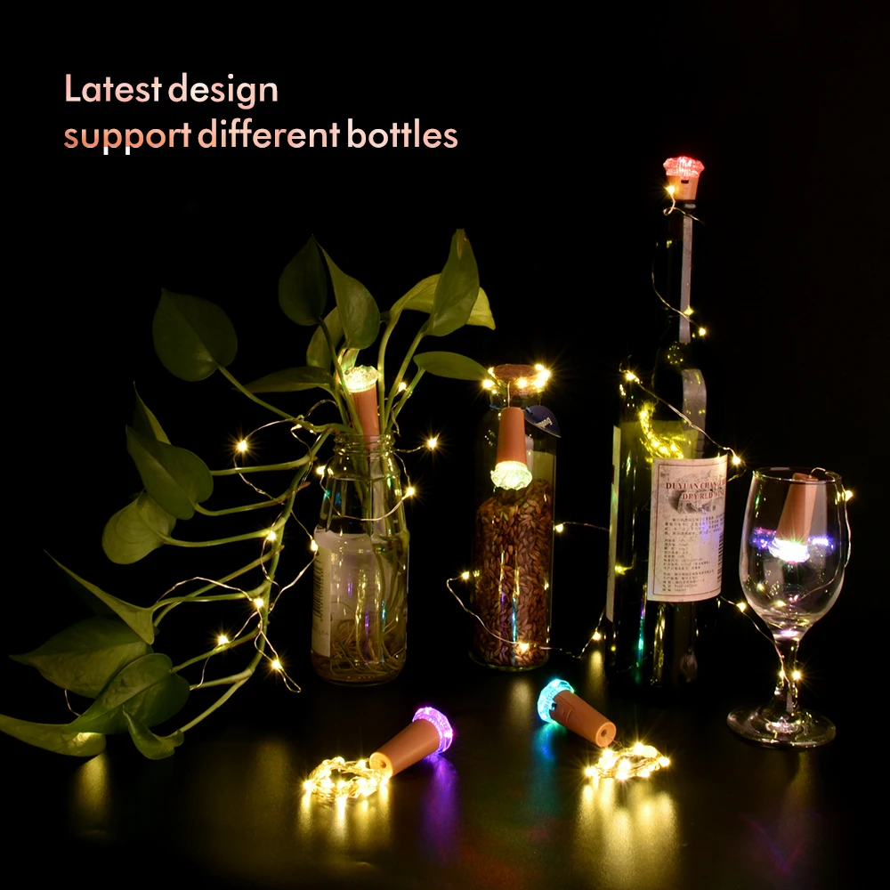 6 Pcs/ Box Color Flashing Bottle Cork Lights Premium Wine Bottle Lights ...