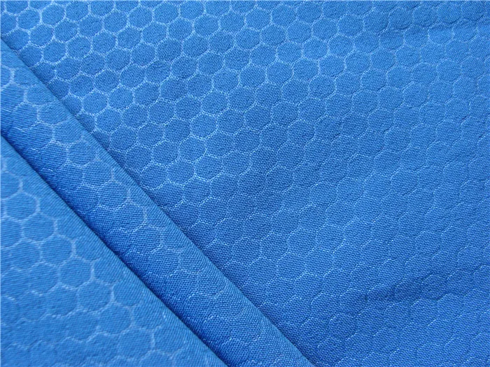 2016 Fashion Design Blue Dyed Hexagon Embossed Polyester Spandex Fabric ...