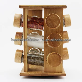 Rotatable Bamboo/wooden Spice Round Rack - Buy Bamboo Sliding Spice ...