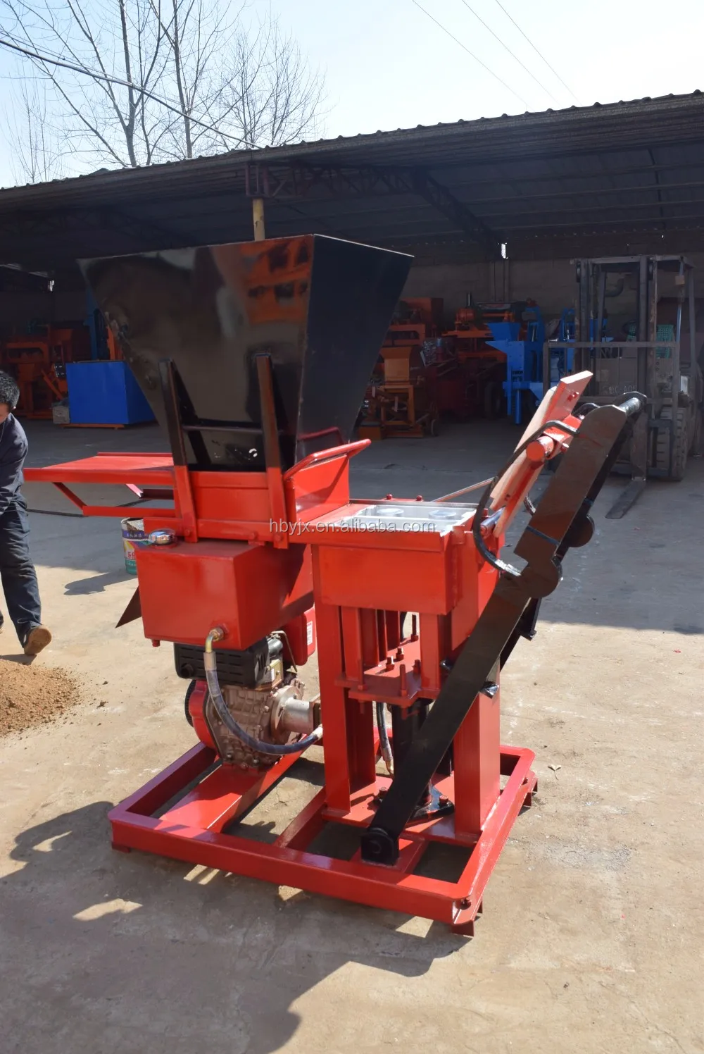 Fl2-25 Hydraulic Press Small Clay Adobe Manual Interlocking Brick ...