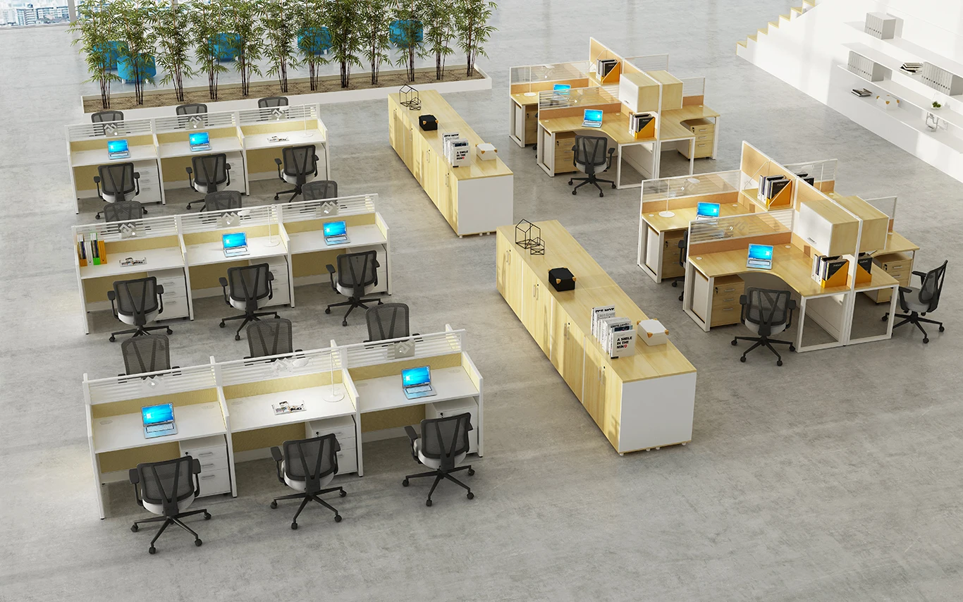 Modern Modular Cubicle Workstation Desk for 2, 4, 6 Seaters