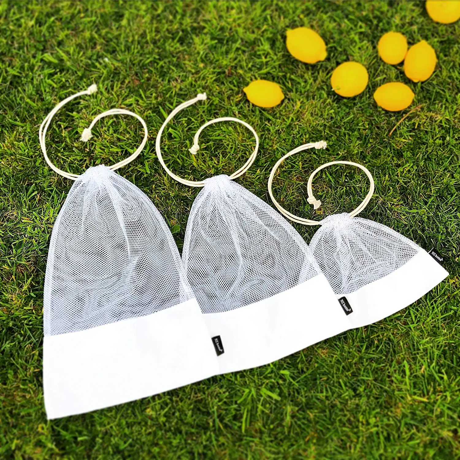 Eco Friendly Recycled Drawstring Mesh Bag String Shopping Washable Net ...