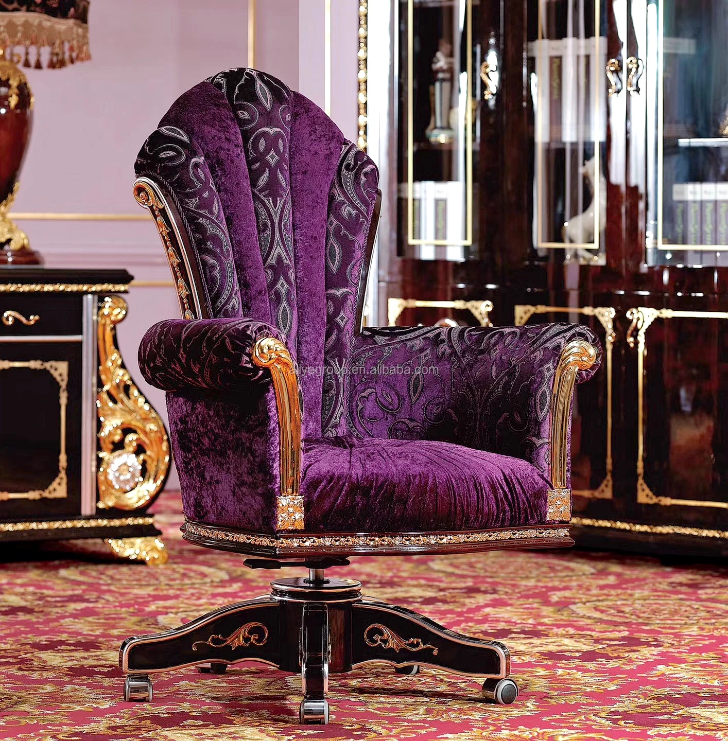 Luxury Antique Vintage Leather Office Chair Solid Wood Leather ...