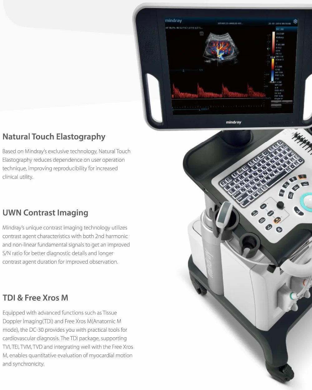 Mindray Dc-30 3d/4d Trolley Color Ultrasound Machine With 15-inch Led ...