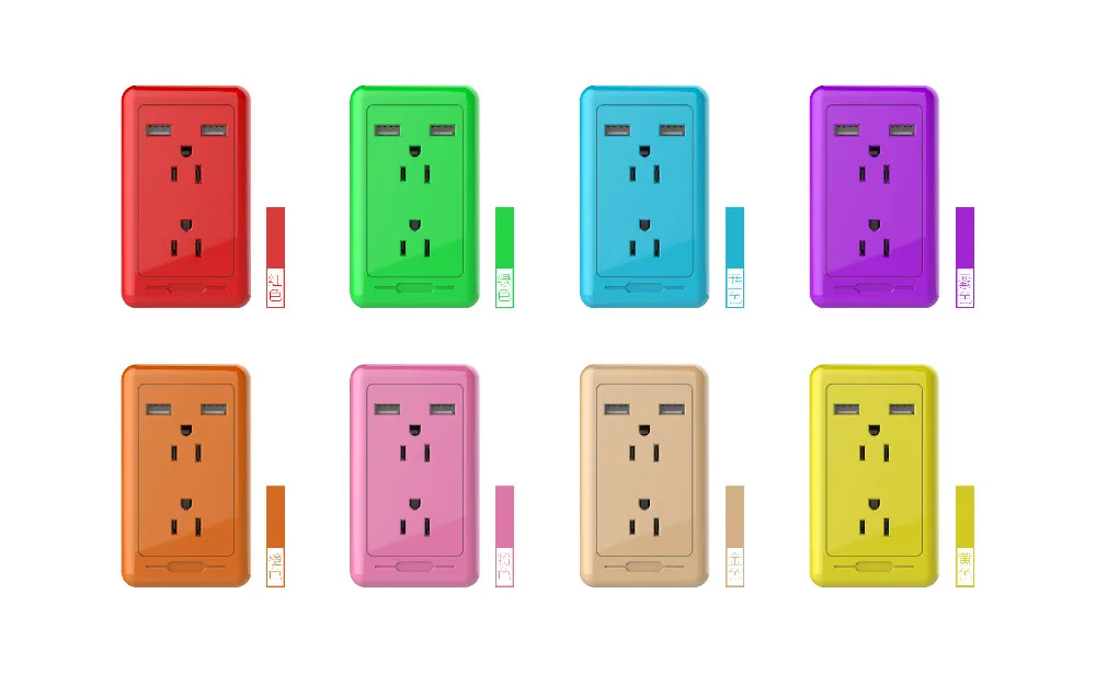 Type B 2 Gang Wall Switch And Socket Double Us Socket Standard White ...