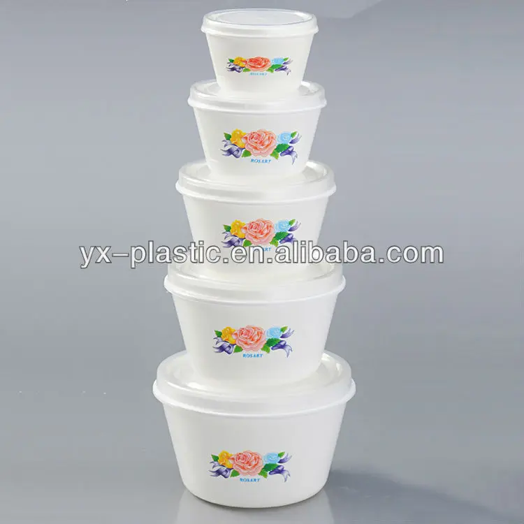Round Plastic Food Container Bowl Set With Lid - Buy Round Plastic Food ...