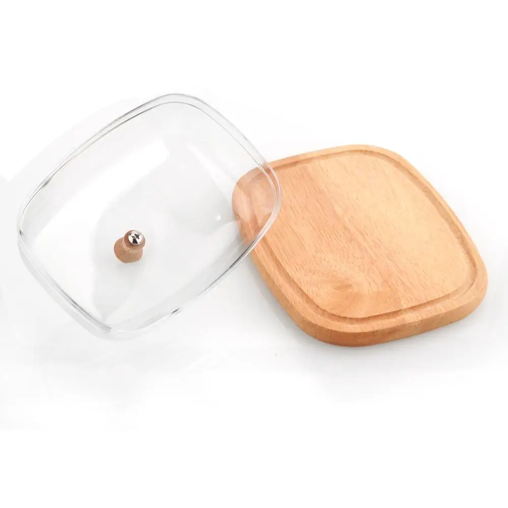 Wholesale Clear Acrylic Wood Oval Cake Cheese Keeper