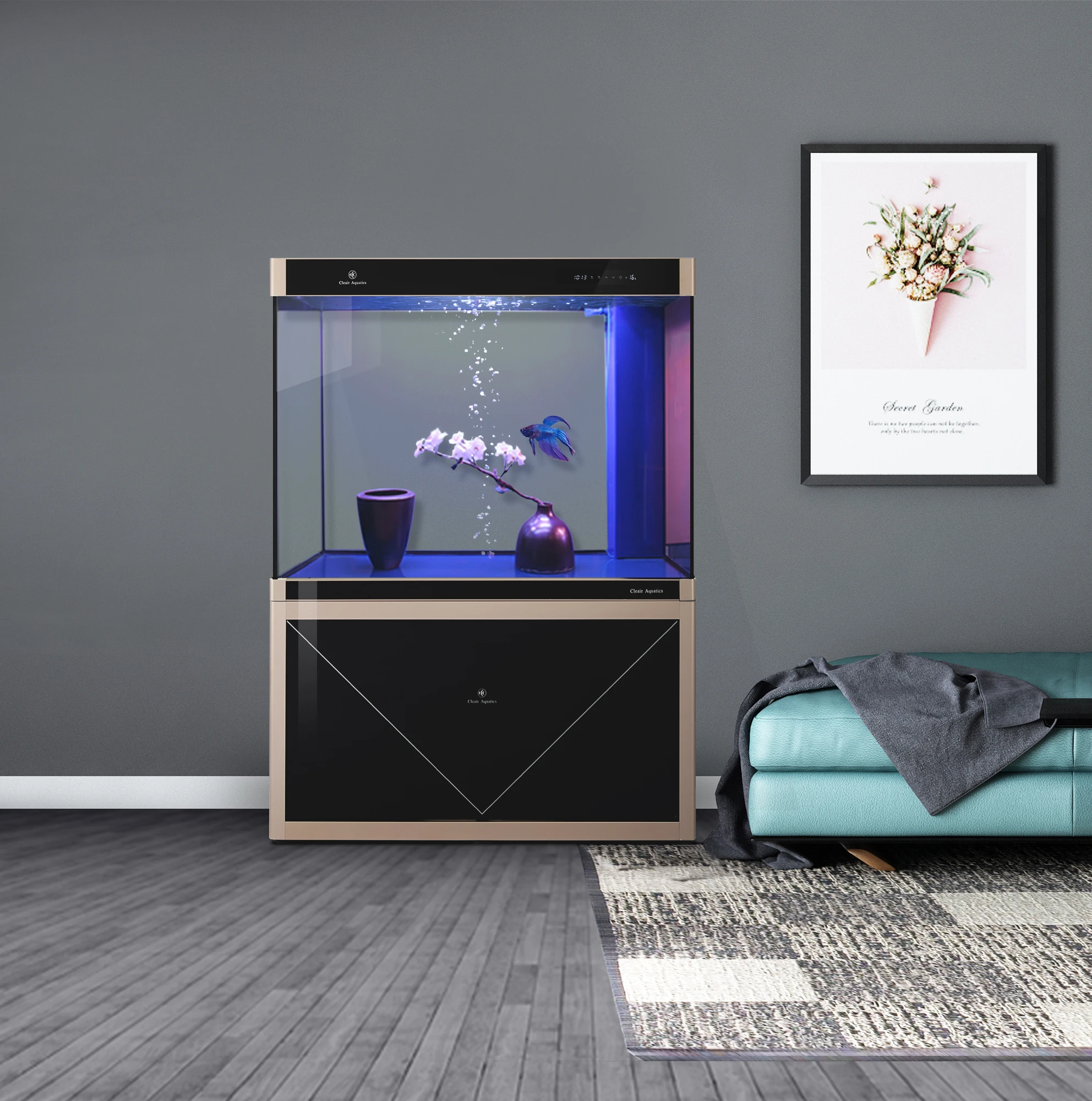 Cleair Aquatics Aquarium Fiberglass Fish Tank With Oled Computer Board ...