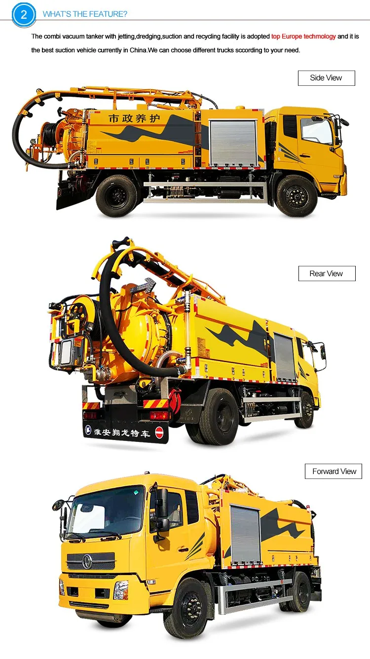 6000L High Pressure Combination Vacuum Jetting Flushing Truck