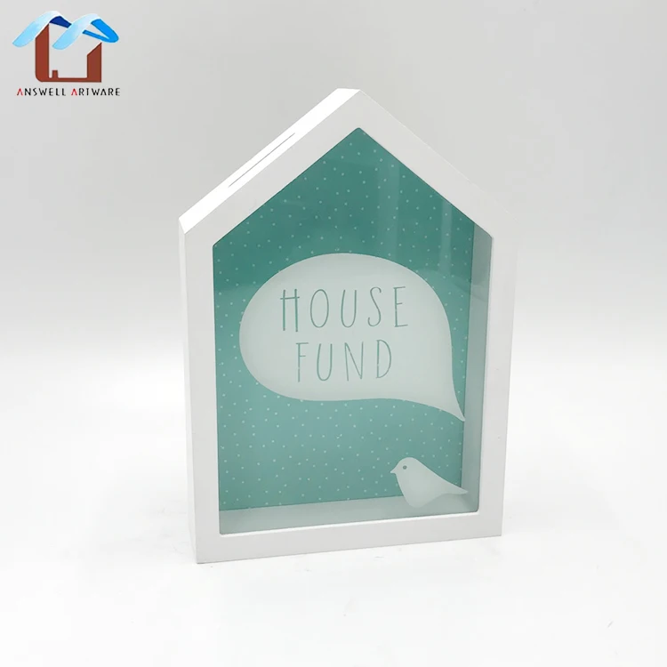 Small House Shaped Money Box Piggy Bank 2024 Wholesale Wooden Money Box ...