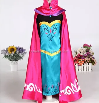Frozen Snow Queen Elsa Coronation Day Party Dress Cape Fancy Costume ...