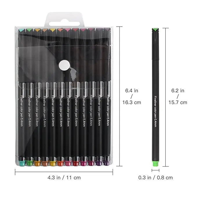 24 Colors Fine Tip Colored Writing Drawing Markers Pens Fine Line Point ...