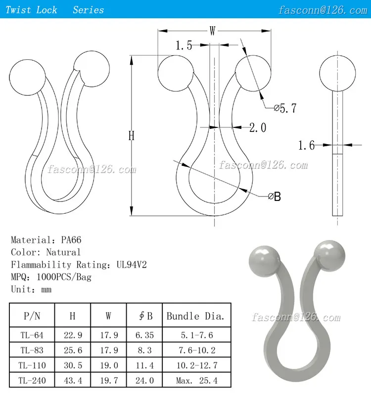 Push Mount Lock Loop Cable Clamp - Efficient Cable Management