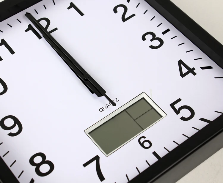 13inch Metal Square Shape Wall Clock Modern With Radio And Lcd - Buy ...