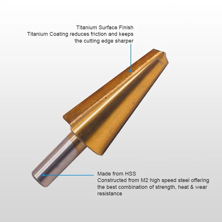 3pieces High Grade Hss Taper Bit For Sheet Metal In Rose Plastic Case ...
