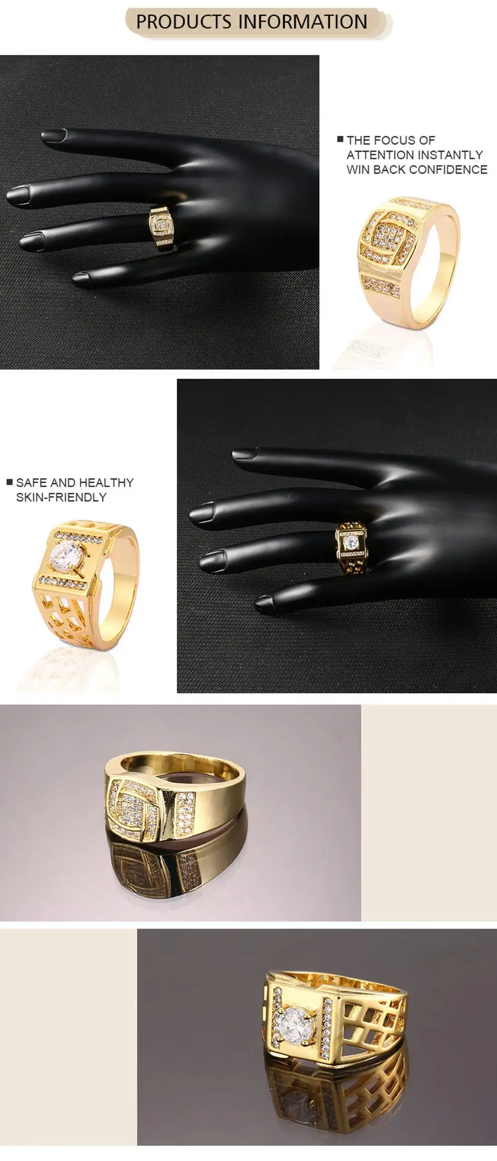 Saudi Fancy Gold Gemstone Men Ring - Perfect for Any Occasion