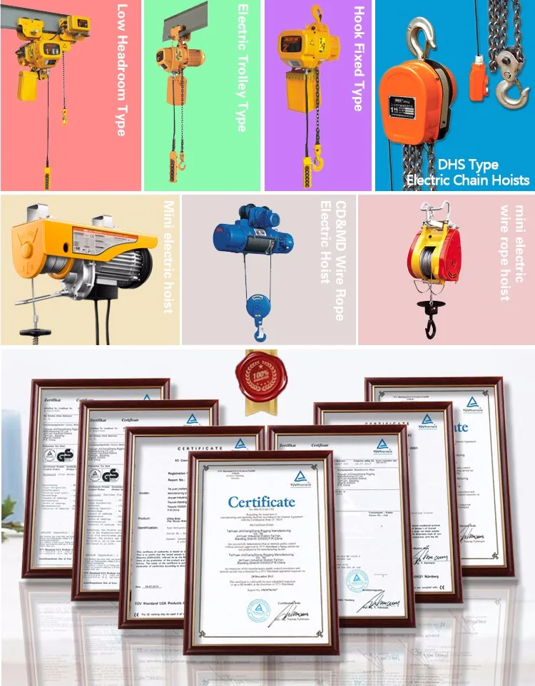 Wire Rope Mini Electric Motor Hoist 100kg/200kg With Monorail Trolley ...