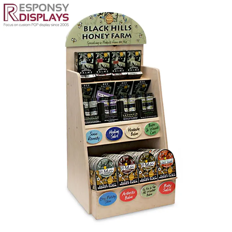 Custom Wood Canned Honey Display - Perfect for Supermarkets