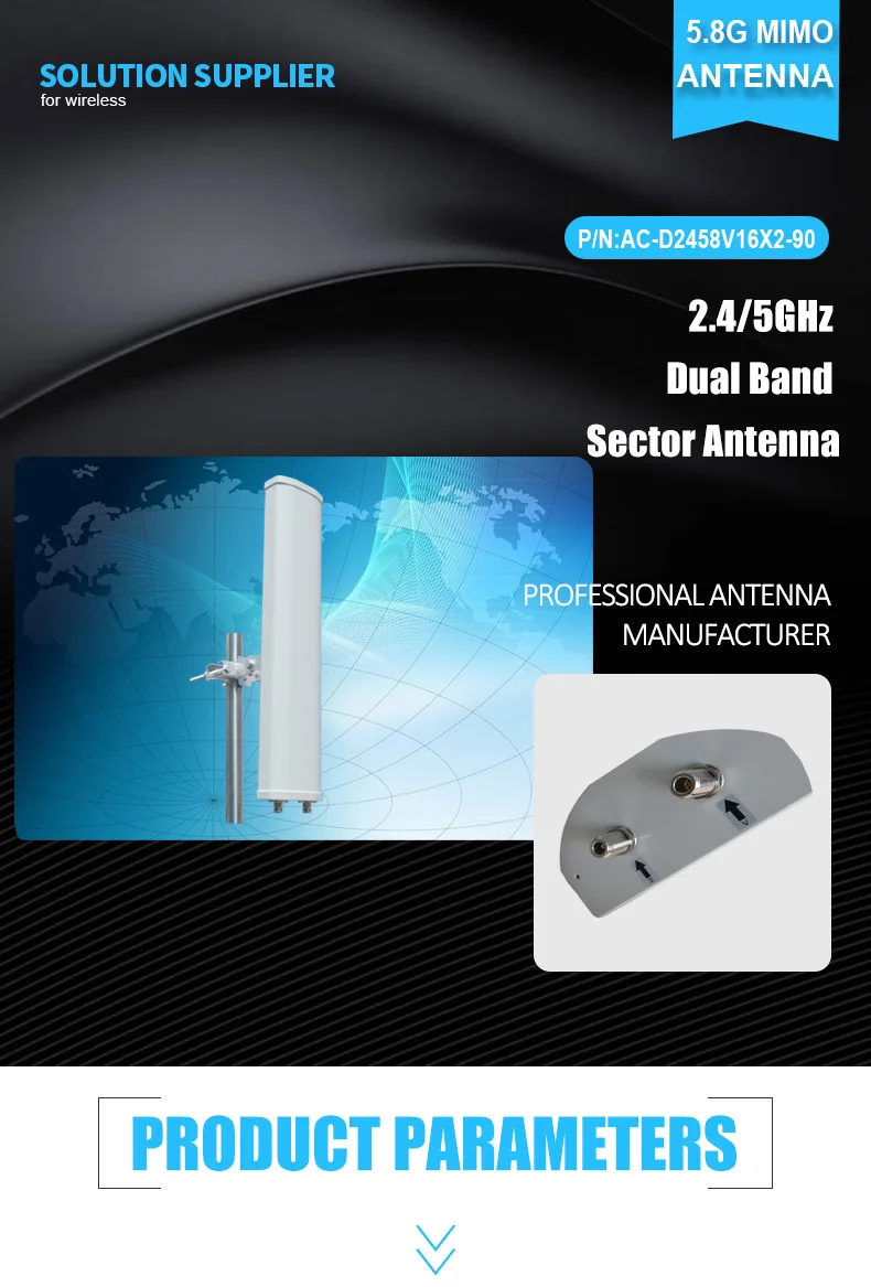 2.4/5ghz Dual Band 16/18 Dbi 90 Degree Sector Antenna
