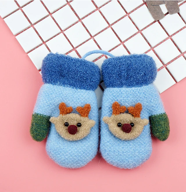 Cute Kids Open Finger Mittens Glove Child Mittens With Long Rope Half ...