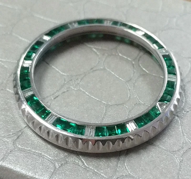 Aftermarket Stainless Steel Watch Bezel Inserts With Synthetic Emeralds ...