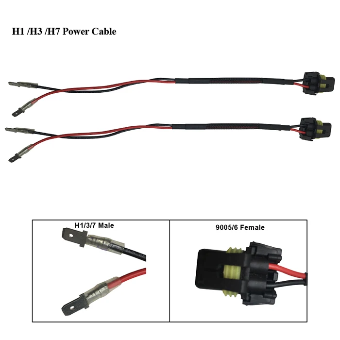 Liwiny Cable 9005/9006 Female to H7 Male Adapter Sockets