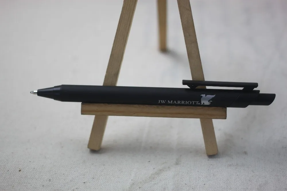 JW Marriott Semi-Metal Ballpoint Pen - Custom Logo, Black/Blue Ink ...